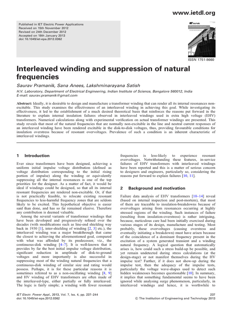 IET Electric Power Appl - 2013 - Pramanik - Interleaved Winding and ...