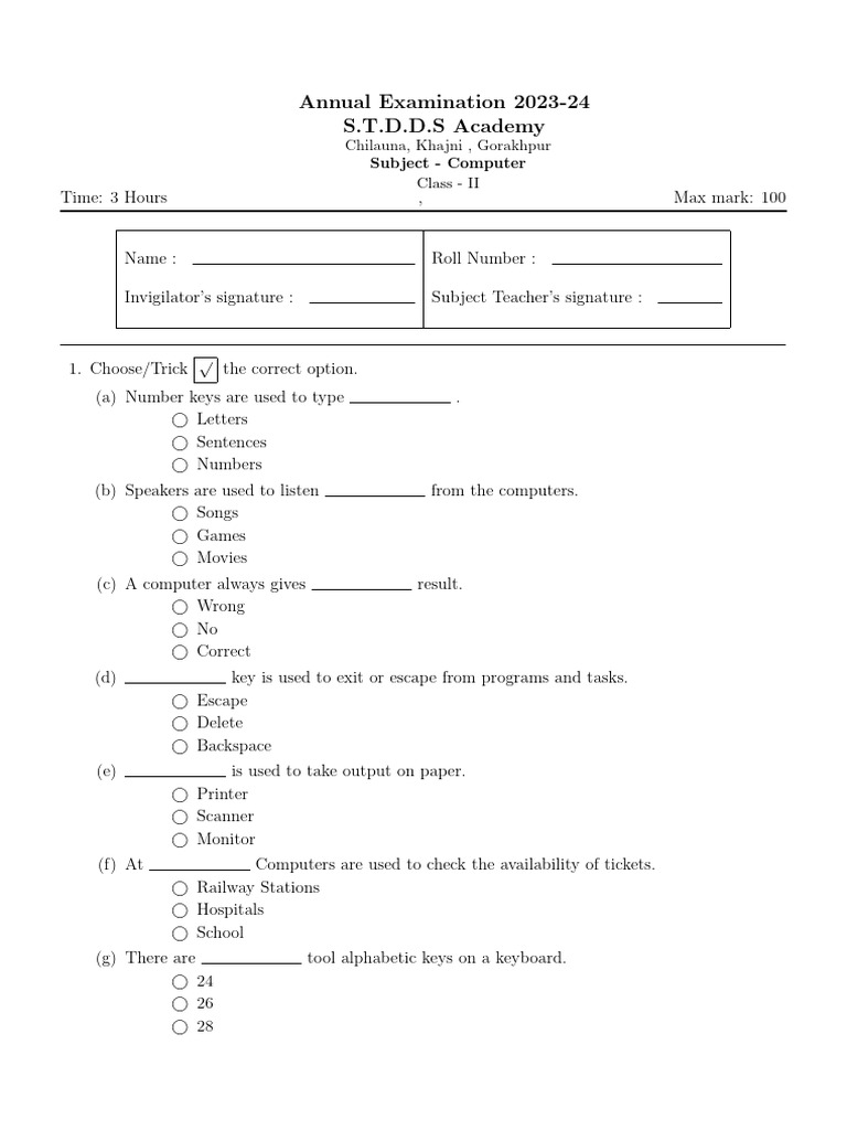 Class 2 Computer Pdf Computer Keyboard Computer Hardware