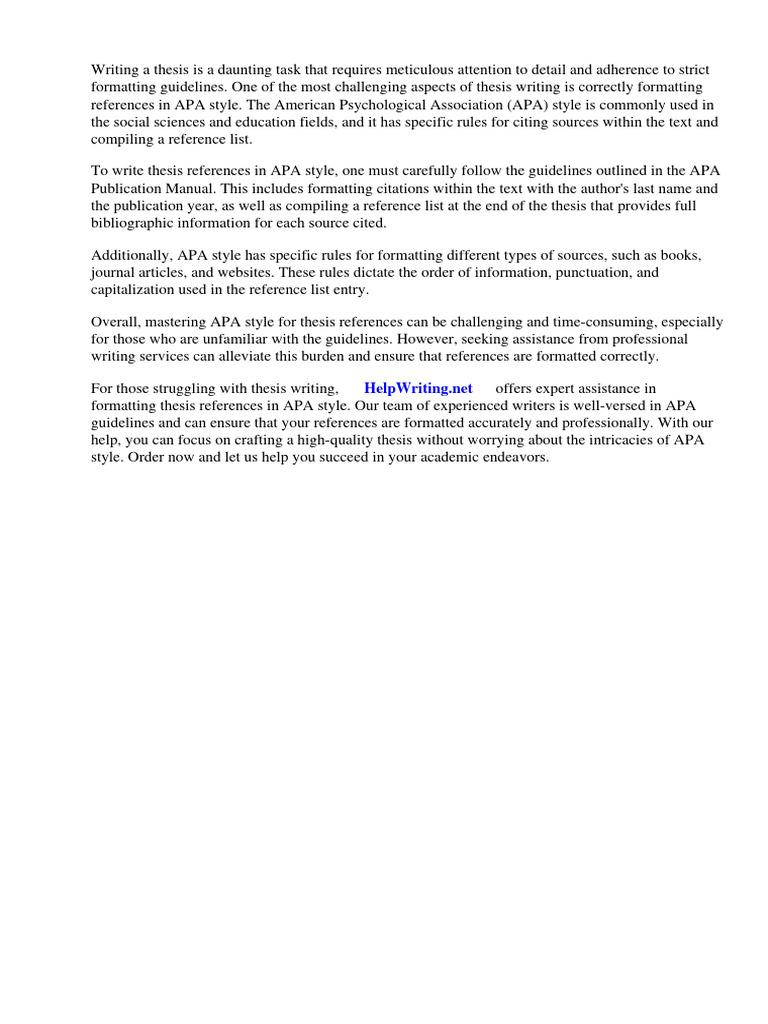 How to Write Thesis References in Apa Style | PDF | Apa Style | Citation