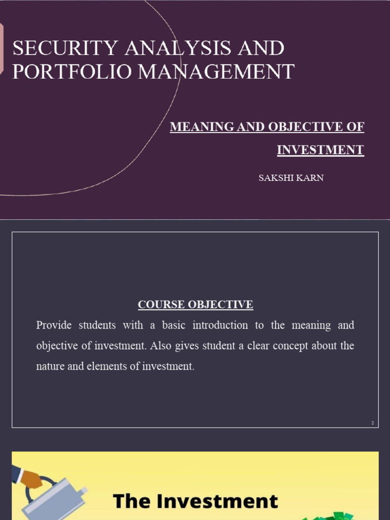 Understanding Investment Concepts and Objectives | PDF | Business ...