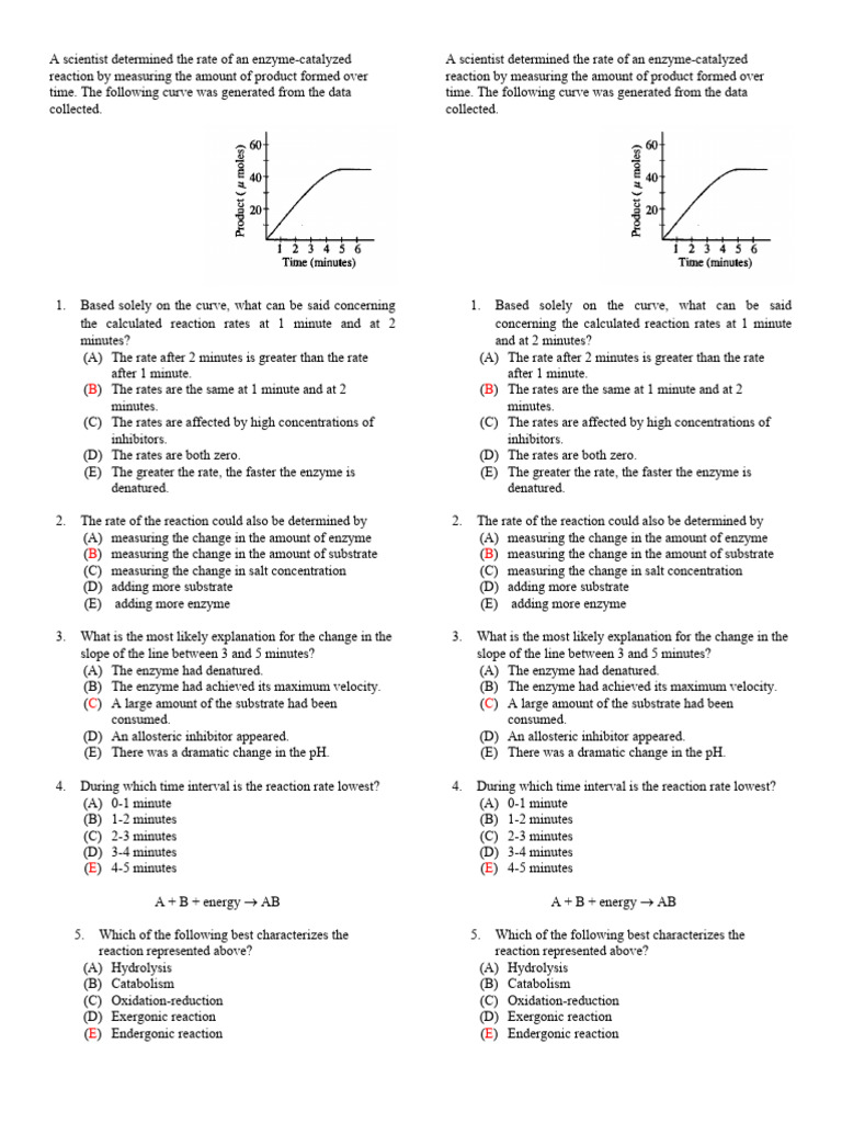 Enzyme Quiz 2013 | PDF | Enzyme | Enzyme Inhibitor