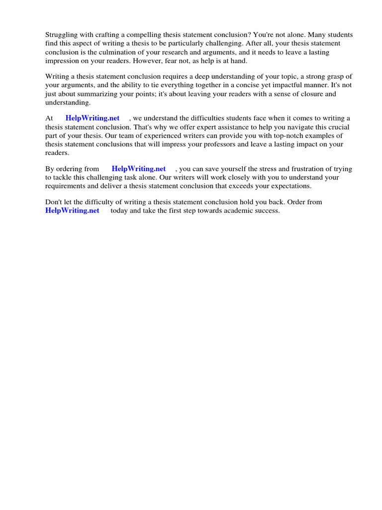 Thesis Statement Conclusion Examples | PDF | Essays | Thesis