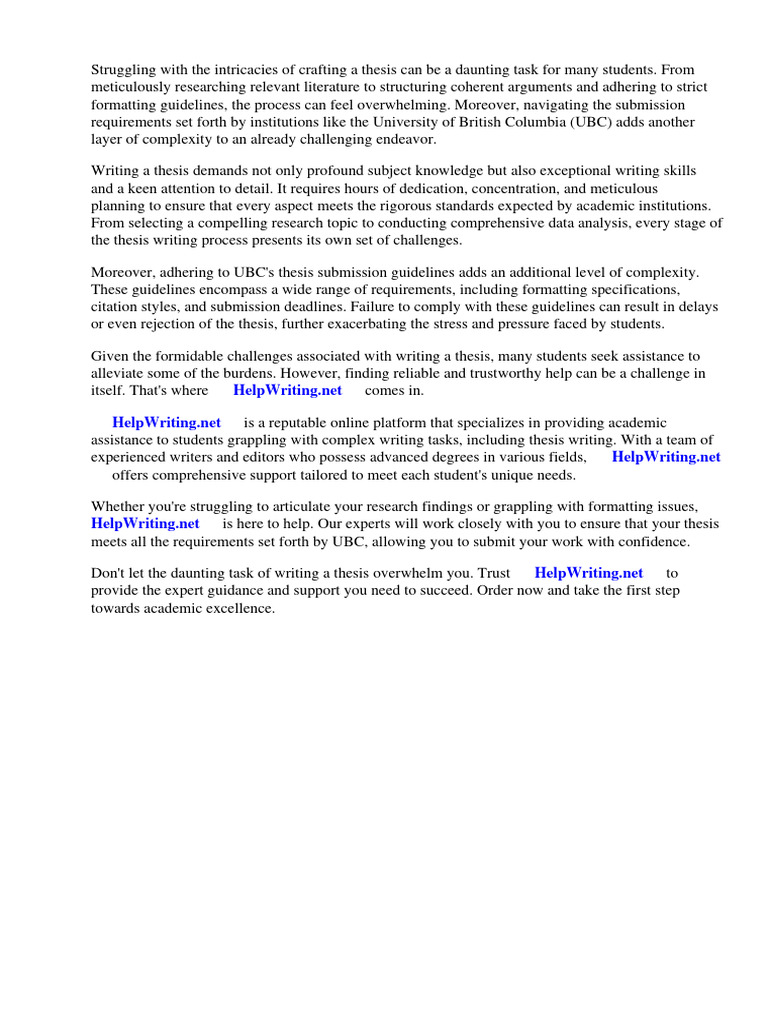 Ubc Thesis Submission Guidelines | PDF | Career & Growth