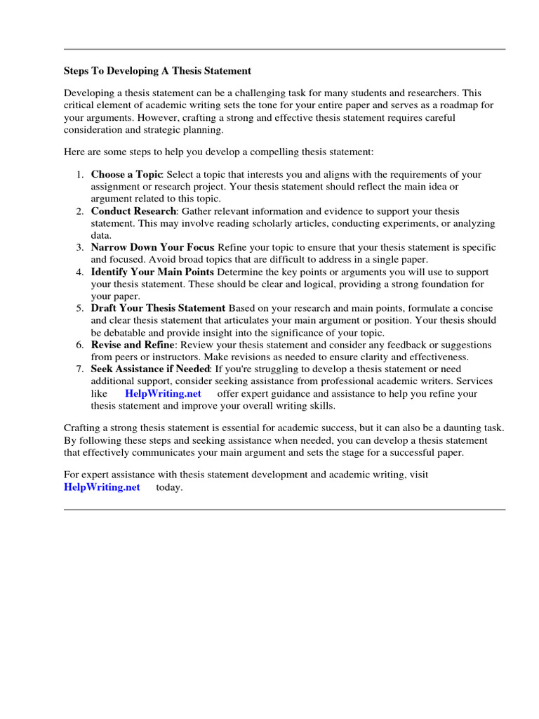 Steps To Developing A Thesis Statement | PDF | Thesis | Essays