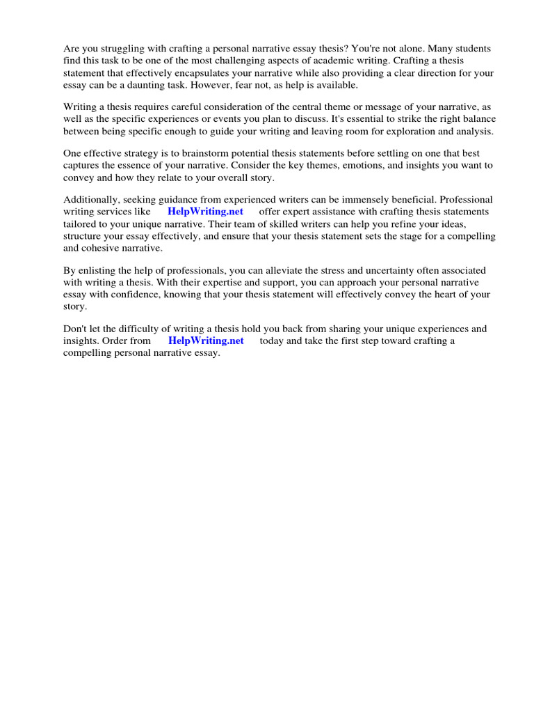 Thesis Help for Narrative Essays | PDF | Essays | Narrative