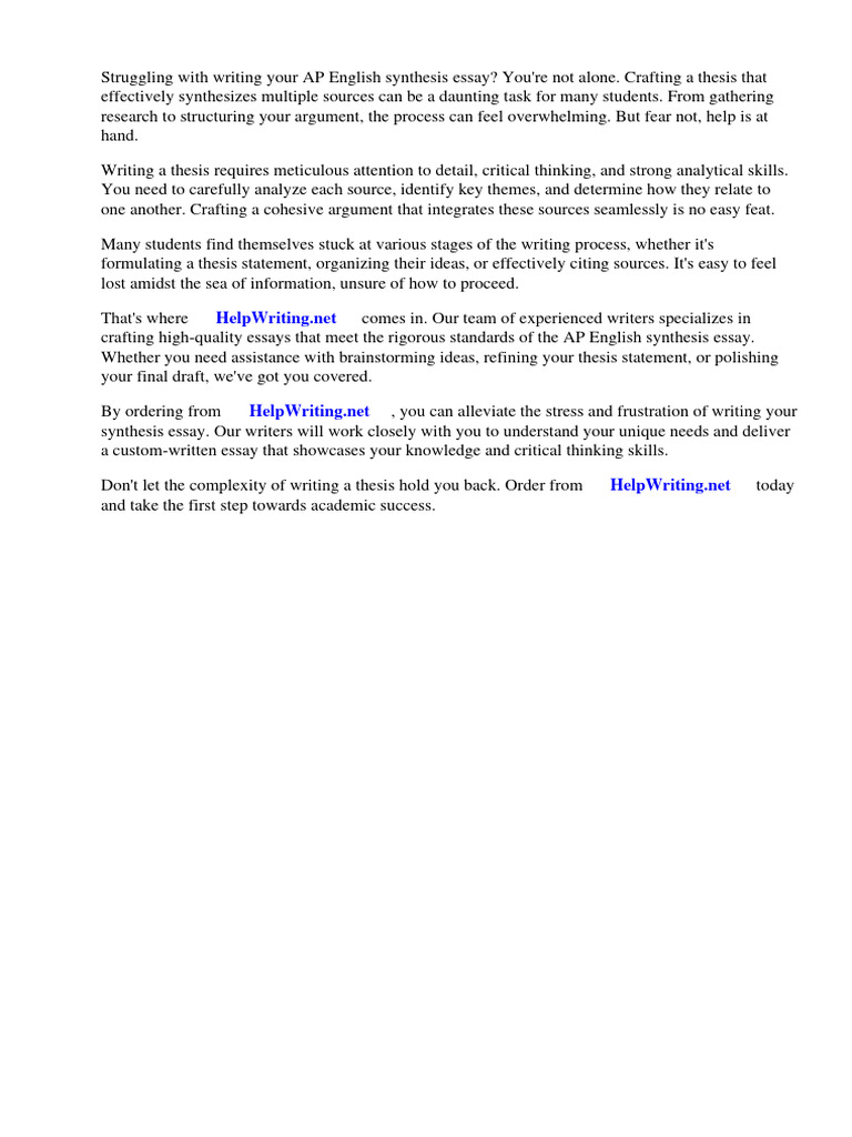 How to Write an AP English Synthesis Essay | PDF | Essays | Dialectic