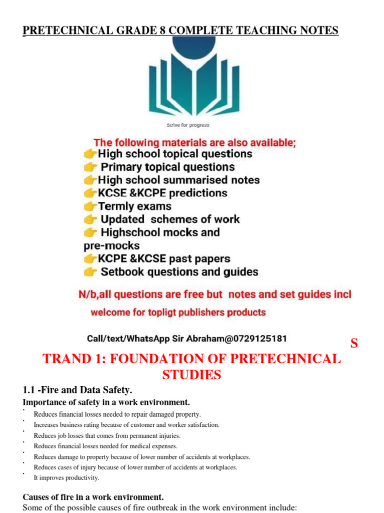 Pretechnical Studies Grade 8 Notes | PDF | Input/Output | Computer Hardware