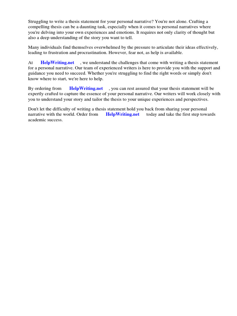 Write A Thesis Statement For Your Personal Narrative | PDF | Essays ...