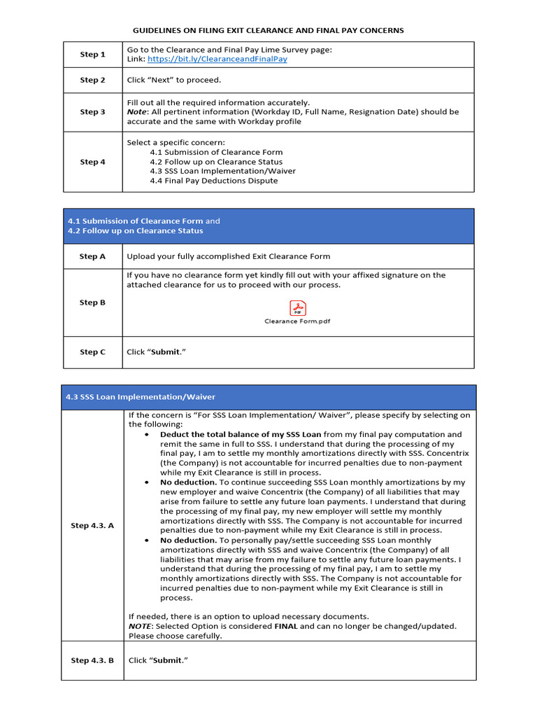 Exit Clearance and Final Pay Guidelines | PDF | Business