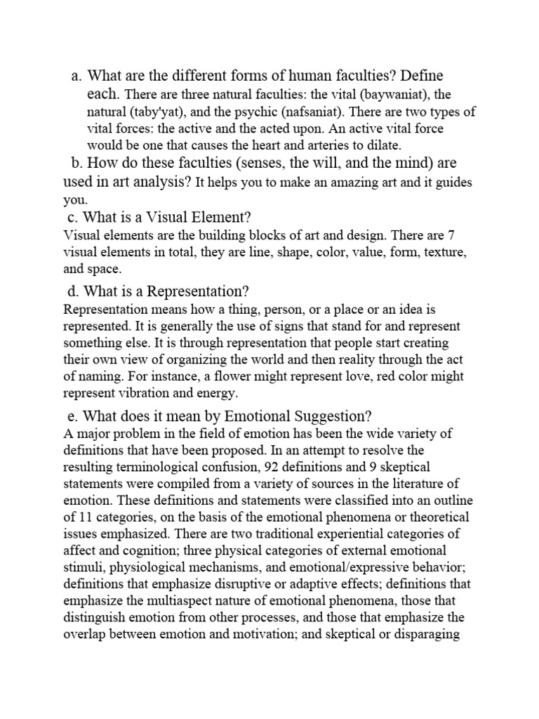 Understanding Human Faculties in Art | PDF | Emotions | Idea