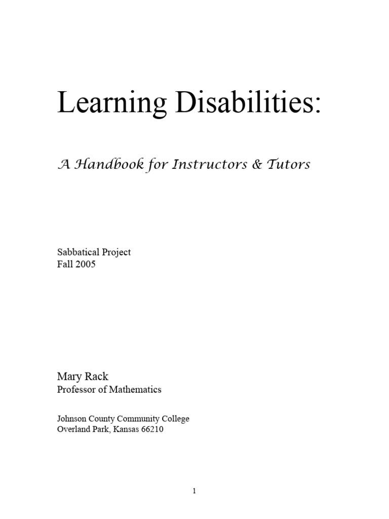 Instructors' Guide to Learning Disabilities | PDF | Memory | Working Memory