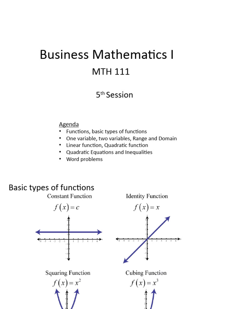 5th Session MTH111-1 | PDF | Function (Mathematics) | Variable (Mathematics)