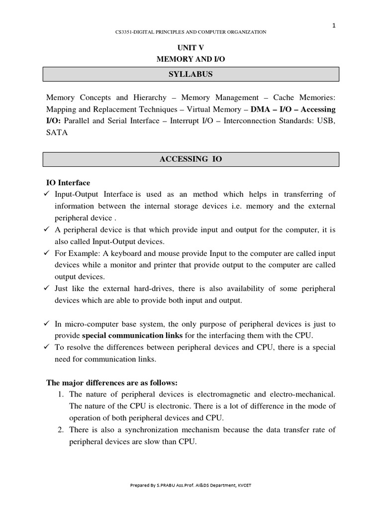 Dpco Unit 5 Part 4 | PDF | Input/Output | Central Processing Unit