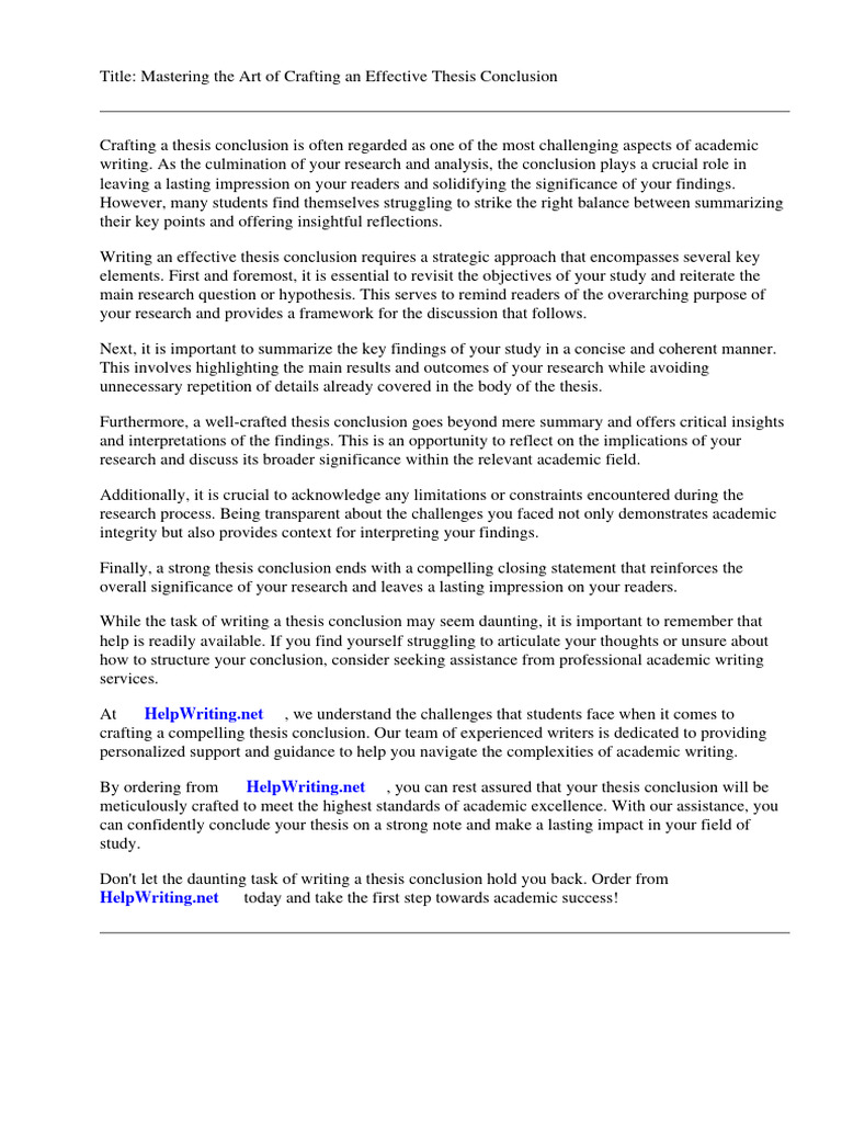 How to Write an Effective Thesis Conclusion | PDF | Essays | Argument
