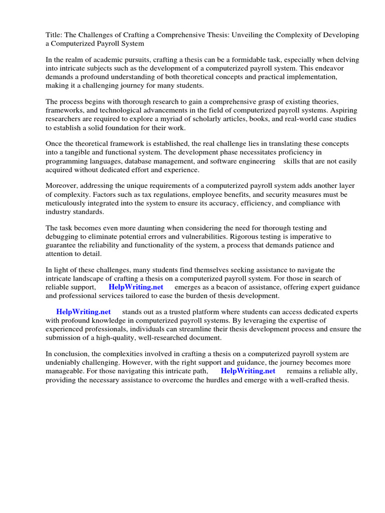 Sample Thesis of Computerized Payroll System | PDF | Payroll | Payroll Tax