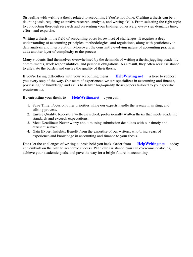 Sample Thesis Title Related To Accounting | PDF