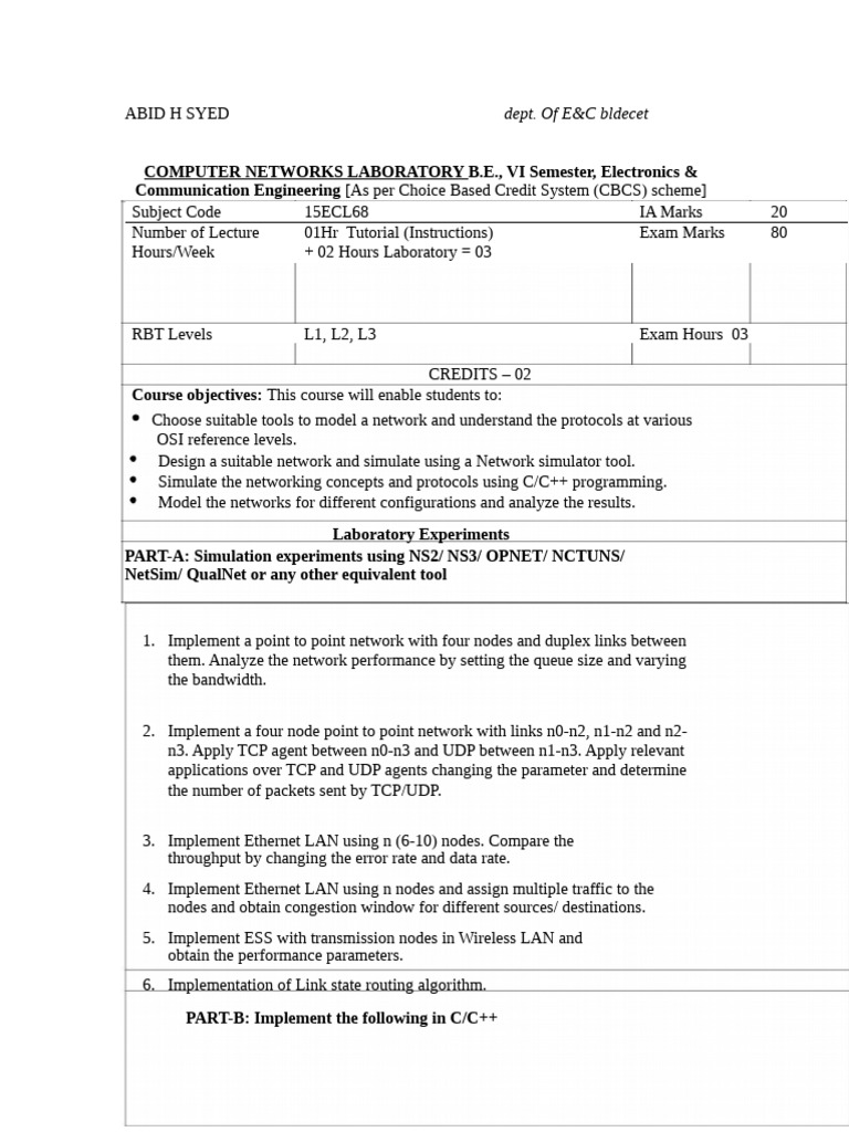 CCN Lab Manual1 | PDF | Computer Network | Computing CCN Lab Manual1 | PDF | Computer Network | Computing