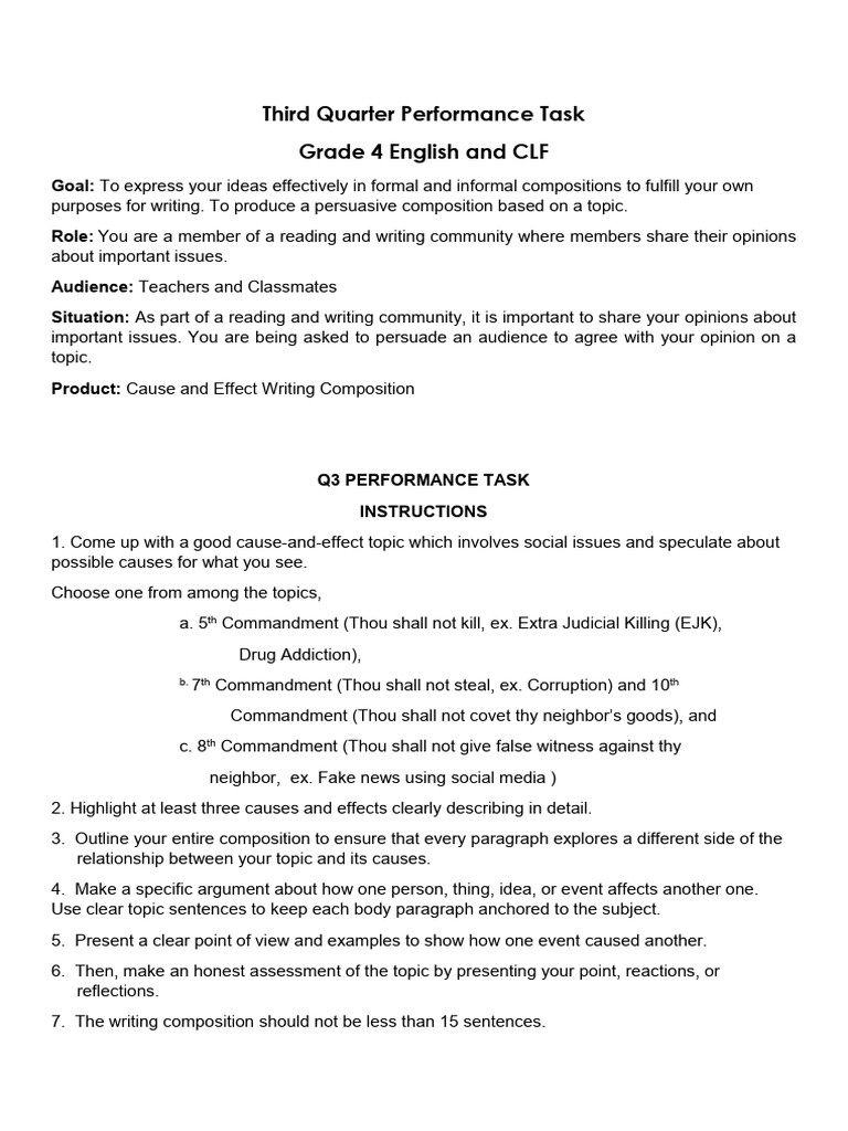 CLF4 Q3 Performance - Task | PDF | Ten Commandments | Paragraph
