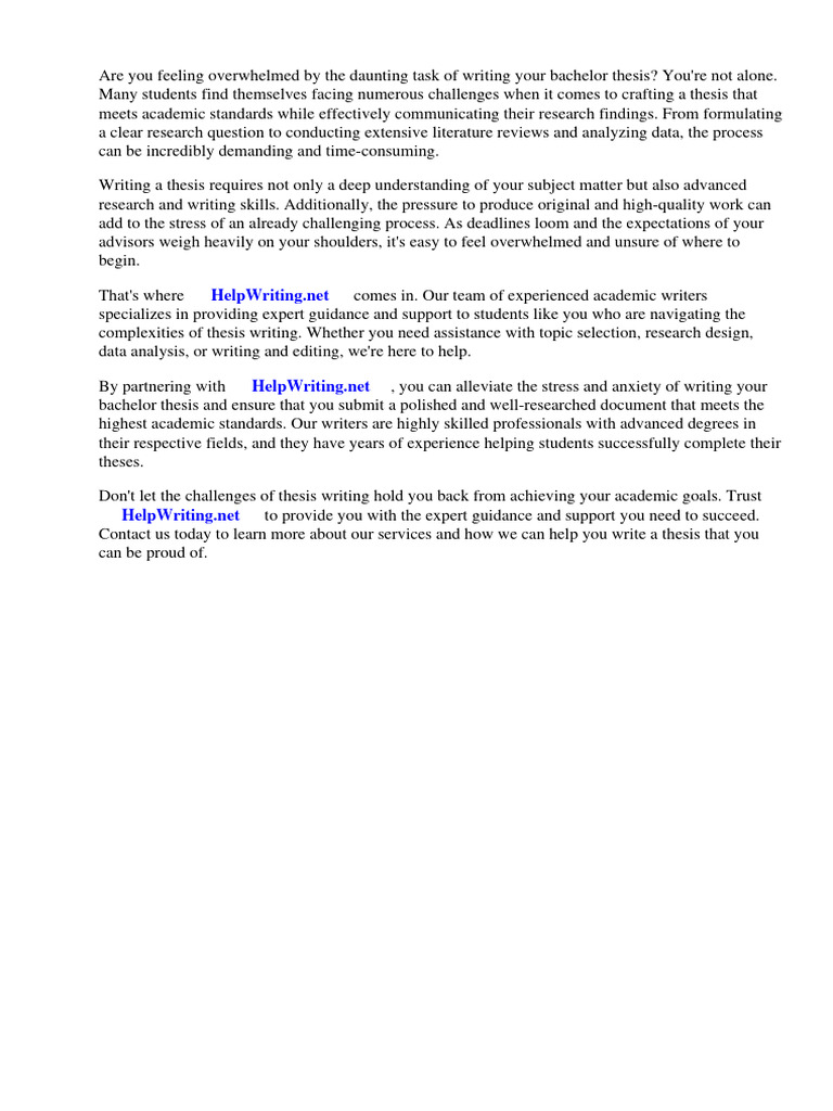 Bachelor Thesis Supervision | PDF