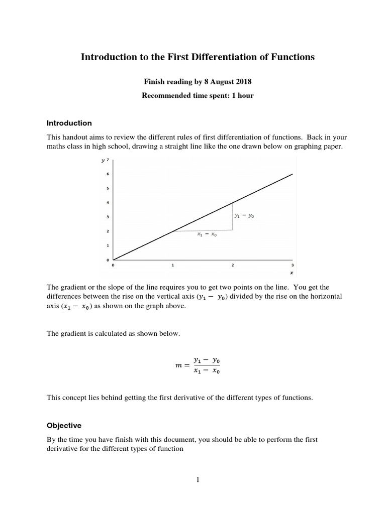 Introduction To The First Differentiation of Functions | PDF | Derivative | Quadratic Equation