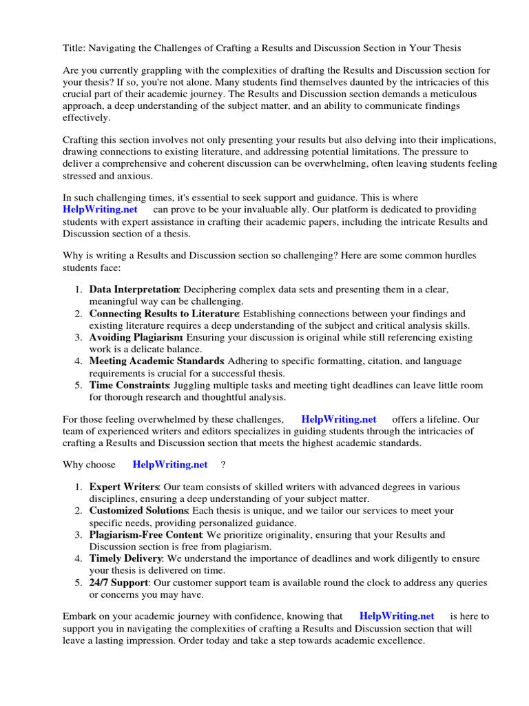 Results and Discussion Thesis PDF | PDF | Academic Publishing | Thesis