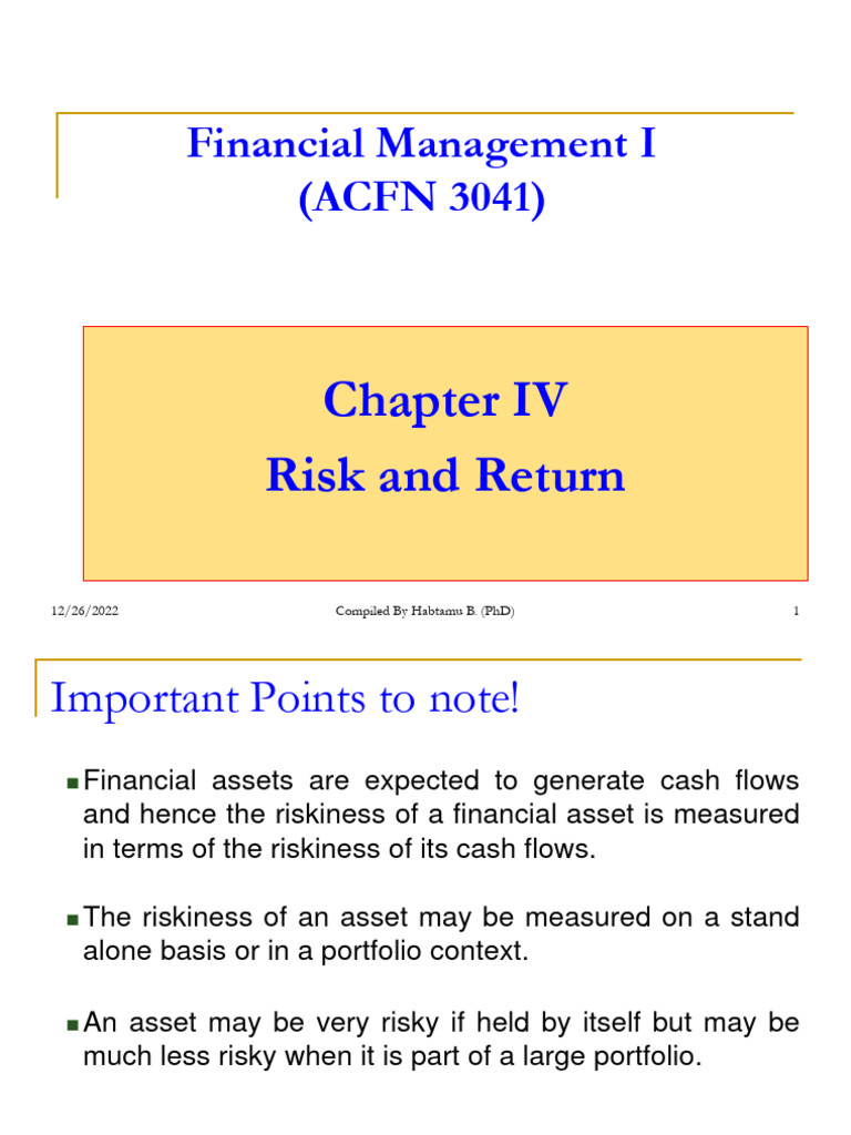 Financial Management I (ACFN 3041) : Risk and Return | Download Free ...