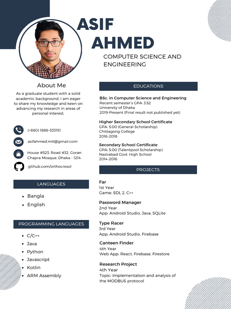 CV - Asif Ahmed | PDF | Computer Science | Computing