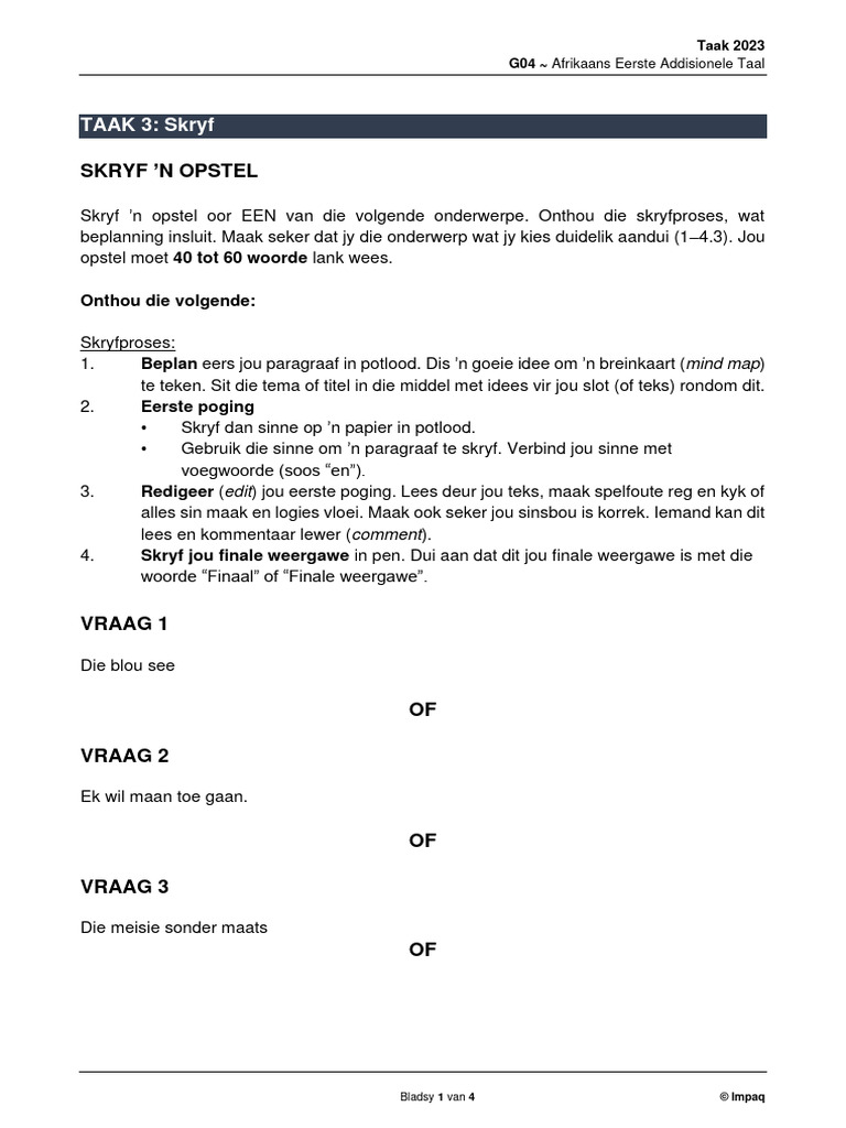 Skryf 'N Opstel | PDF