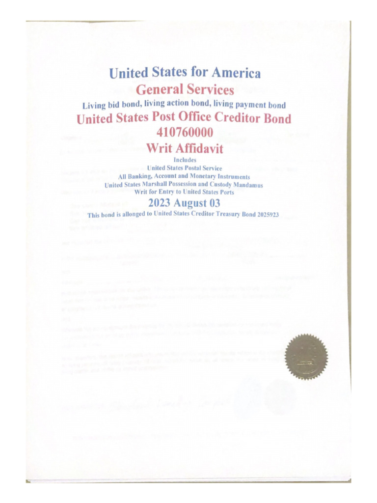 United States Post Office Creditor Bond | PDF