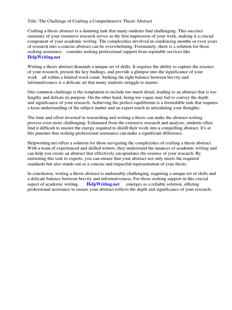 How To Write Good Thesis Abstract Pdf Thesis Abstract Summary