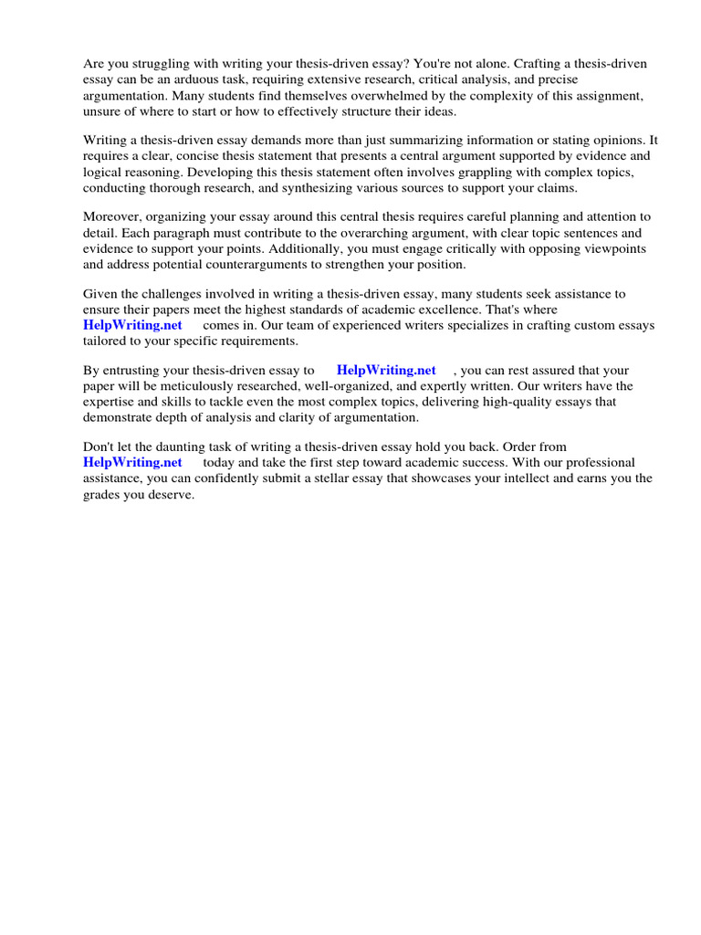 Thesis Driven Essay Definition | PDF | Essays | Thesis