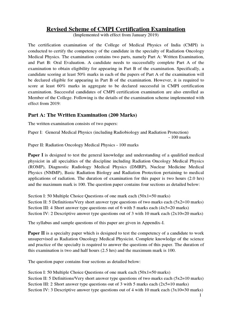 CMPI Radiation Oncology Exam Guide | PDF | Dosimetry | Radiation Protection