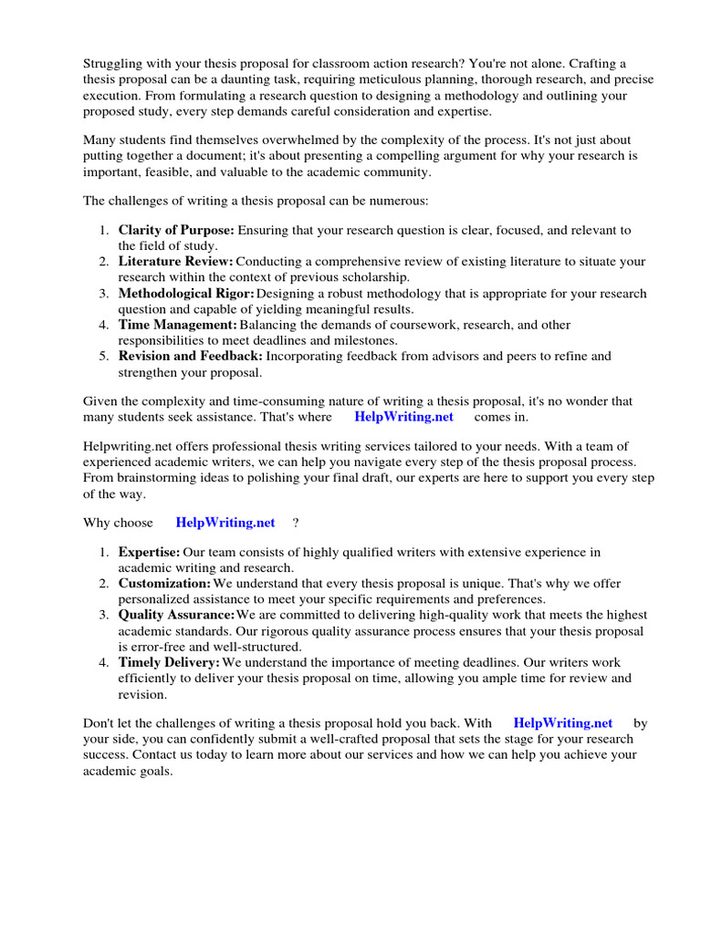 Thesis Proposal Classroom Action Research | PDF | Teachers | Curriculum