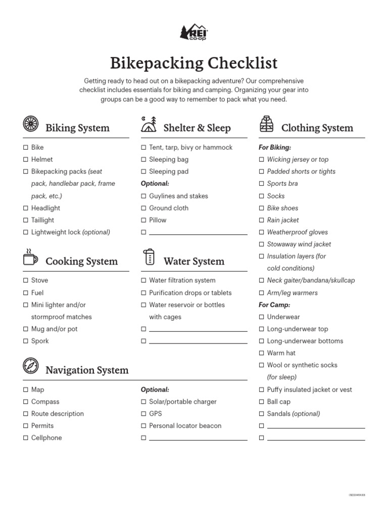 Bikepacking Checklist | Download Free PDF | Manufactured Goods