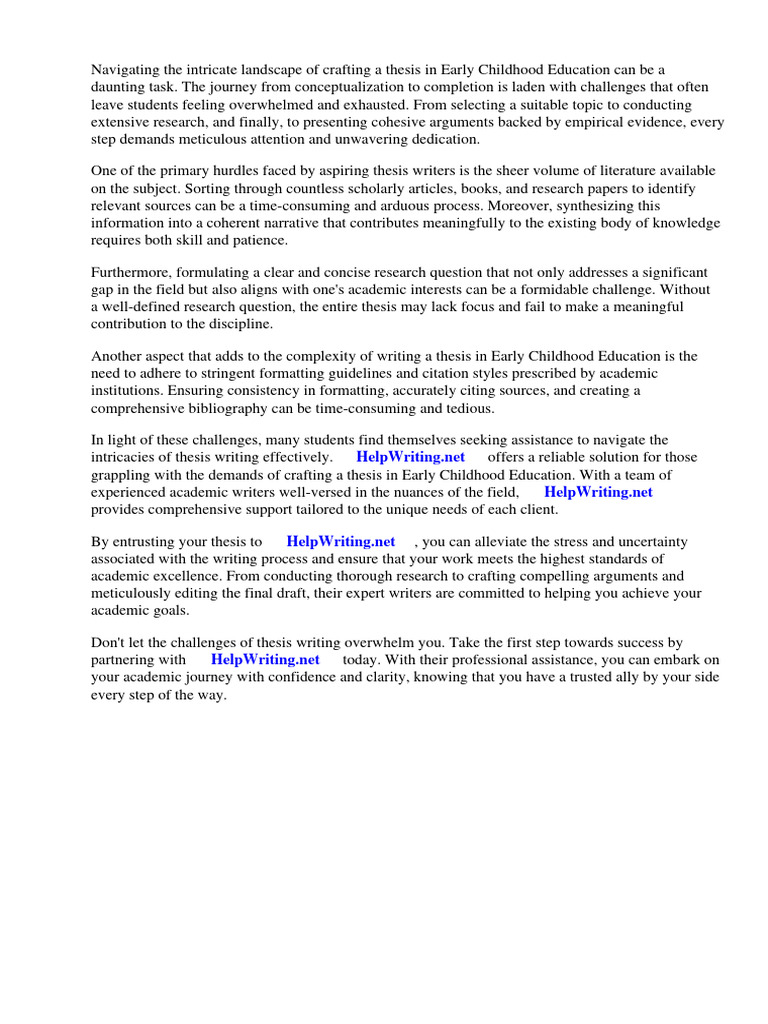 Sample Thesis Early Childhood Education | Download Free PDF | Preschool ...