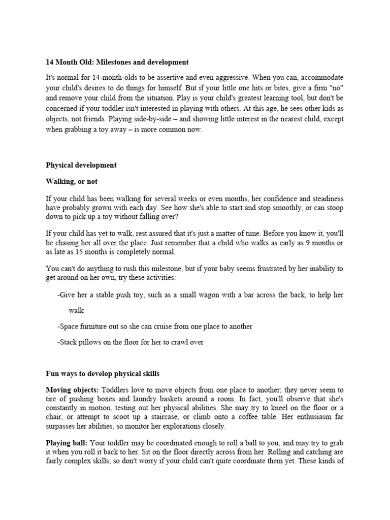 14 Month Old Milestones and Development | PDF | Toys | Toddler