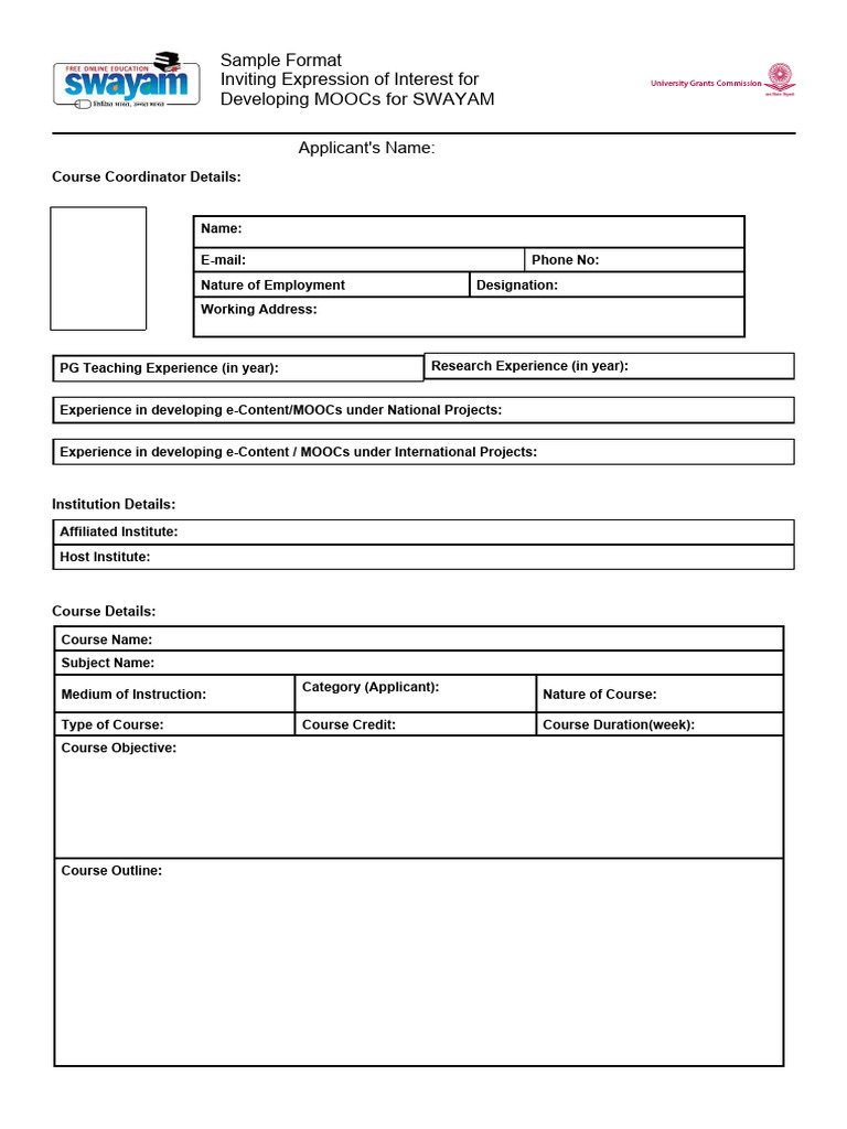 SWAYAM MOOCs Proposal_Form (1) | PDF | Massive Open Online Course | Curriculum
