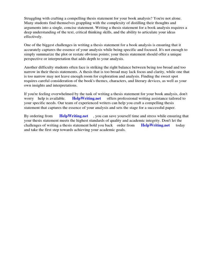 How To Write A Thesis Statement For A Book Analysis | PDF | Essays | Thesis