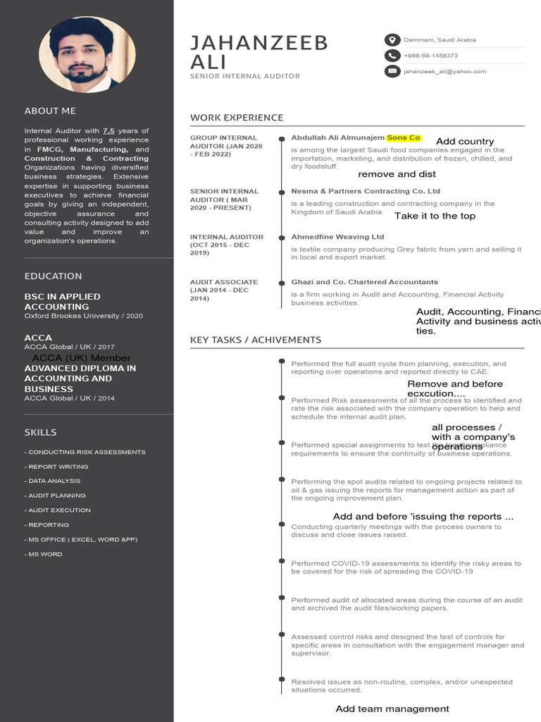 Jahanzeeb ALI: About Me | PDF | Internal Audit | Audit