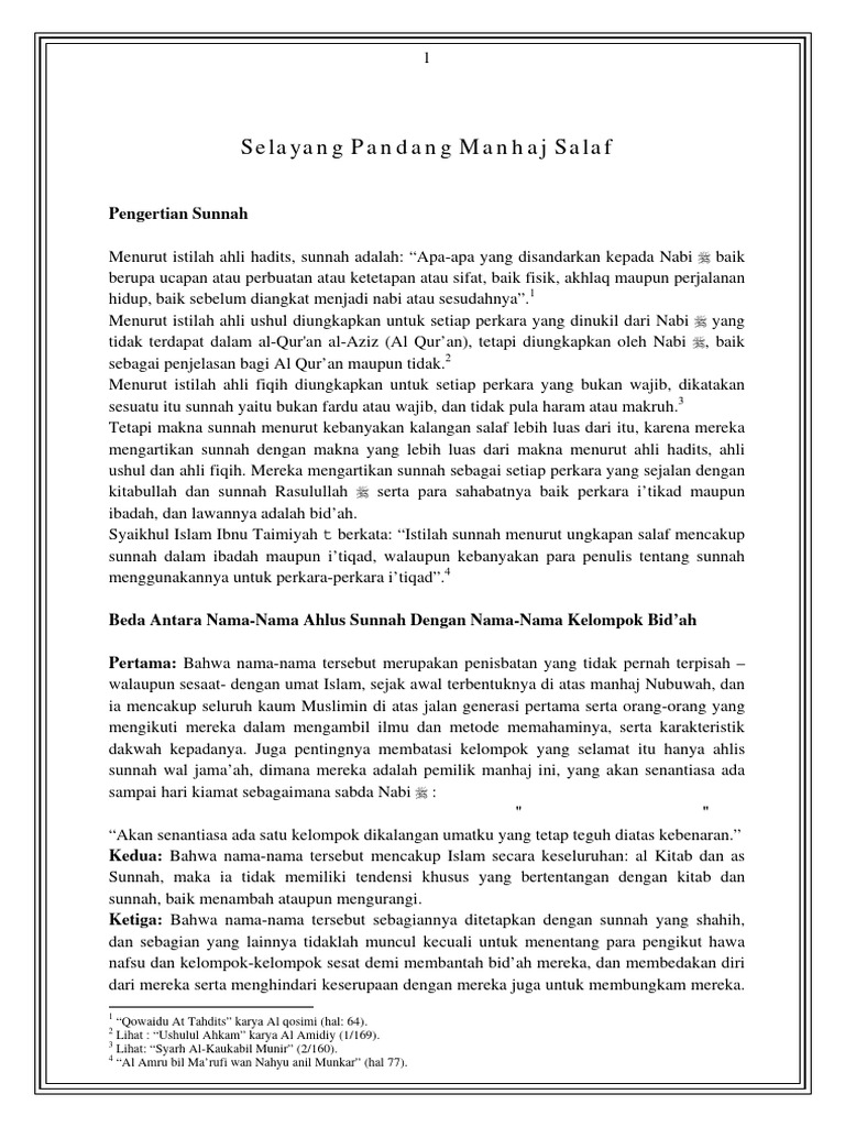 Selayang Pandang Manhaj Salaf | PDF