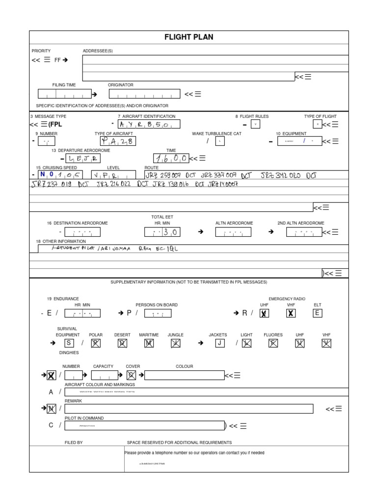 International Flight Plan Template | PDF