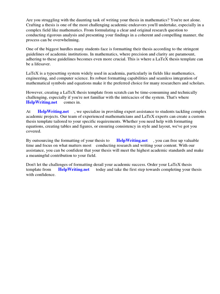 Latex Thesis Template Mathematics | PDF | Te X | Mathematics