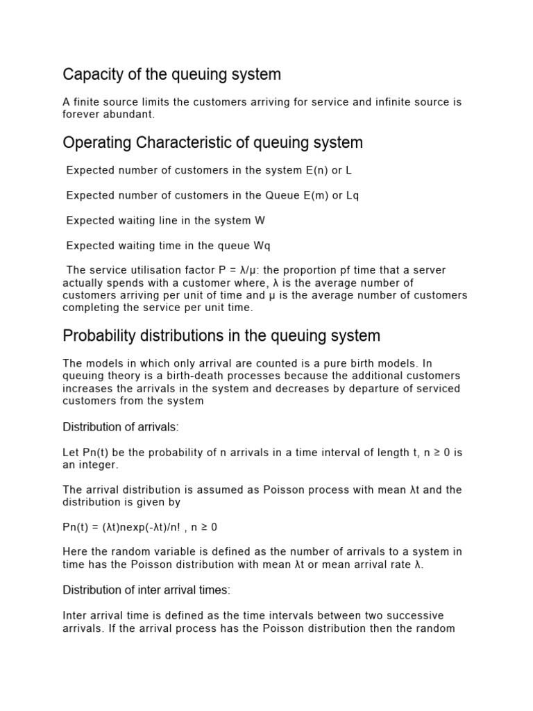 Capacity of the queuing system | PDF | Operations Research | Probability Theory