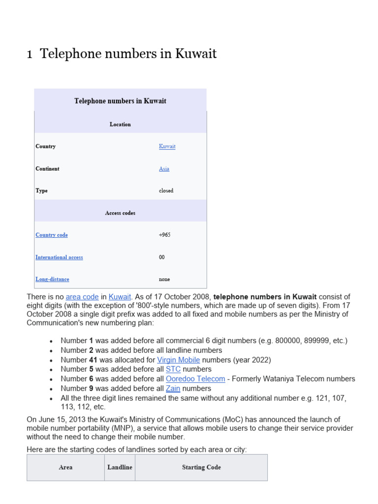 Telephone Numbers in Kuwait | PDF | Numbers | Electronics