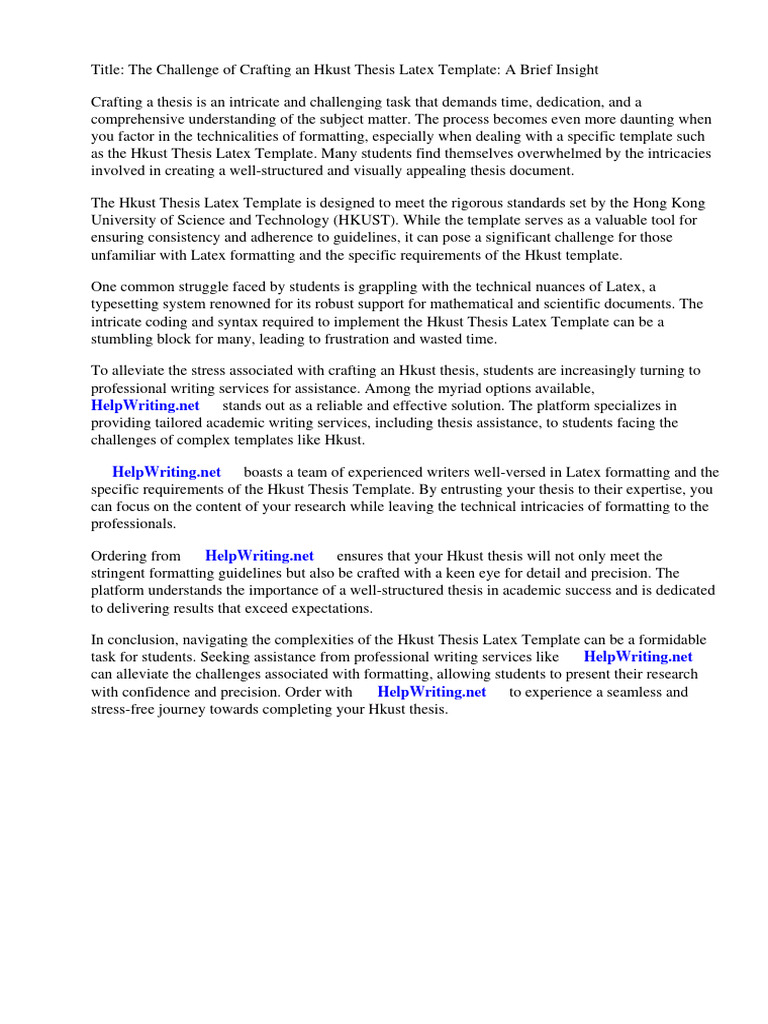 Hkust Thesis Latex Template | PDF | Thesis | Te X