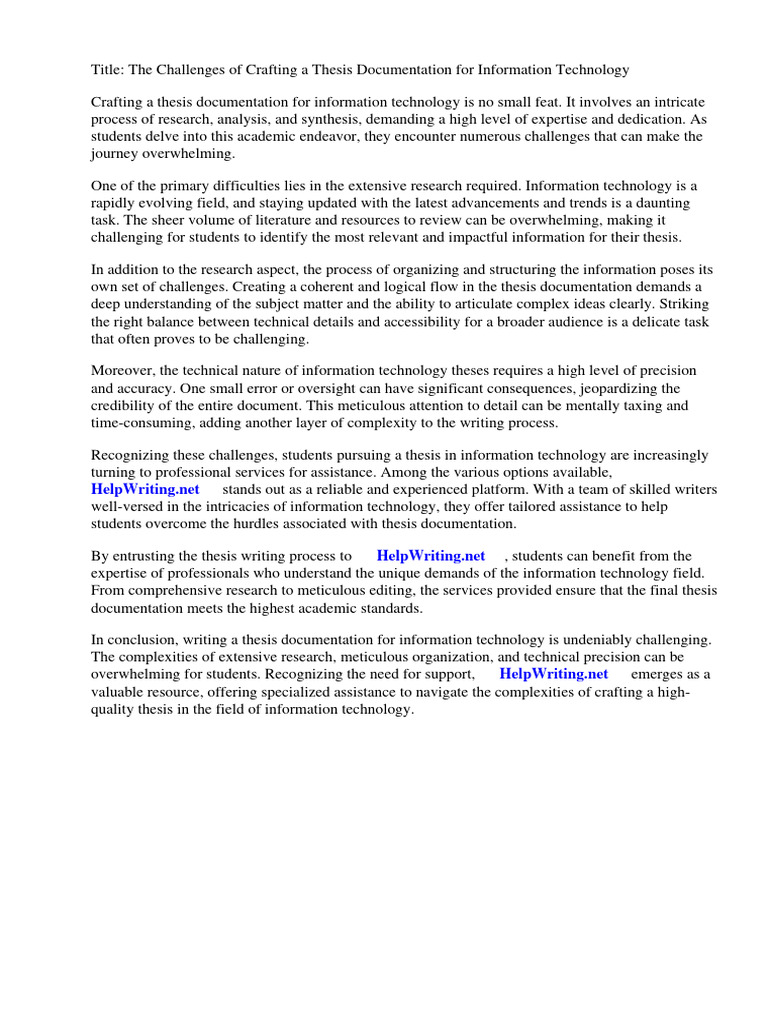 Thesis Documentation For Information Technology | PDF