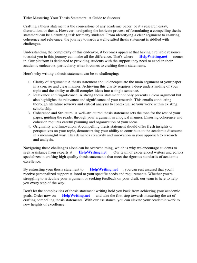 Thesis Statement Evaluation Rubric | PDF | Rubric (Academic) | Thesis