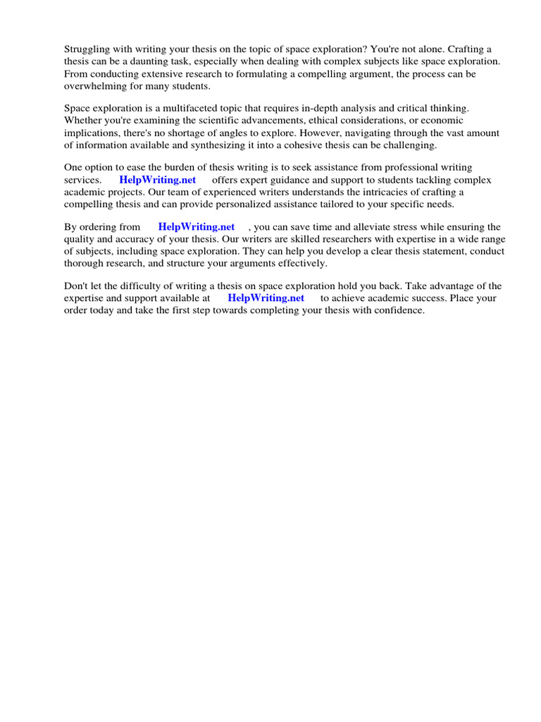 Con Thesis Statement Space Exploration | PDF | Career & Growth