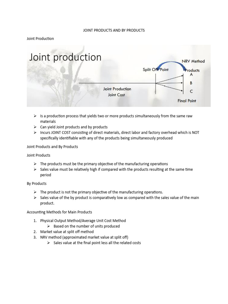 Joint Products and by Products (Notes) | PDF