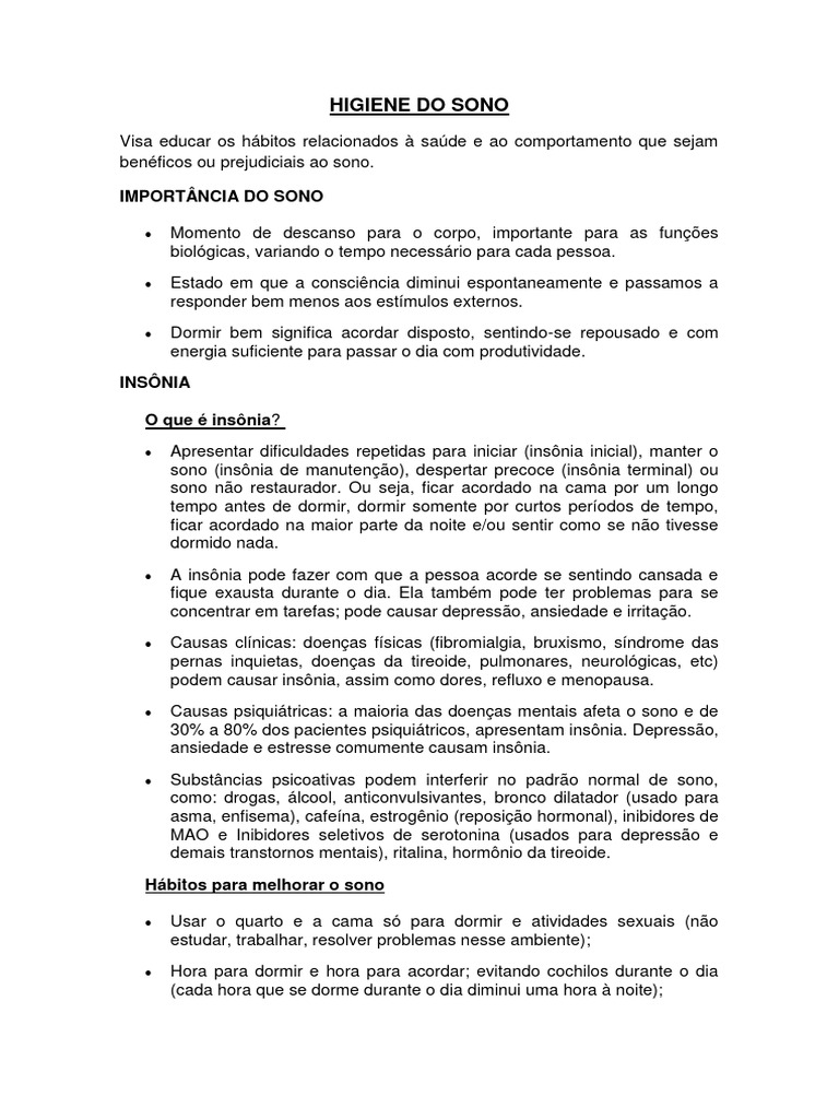 Guia Prático De Higiene Do Sono Pdf Insônia Dormir